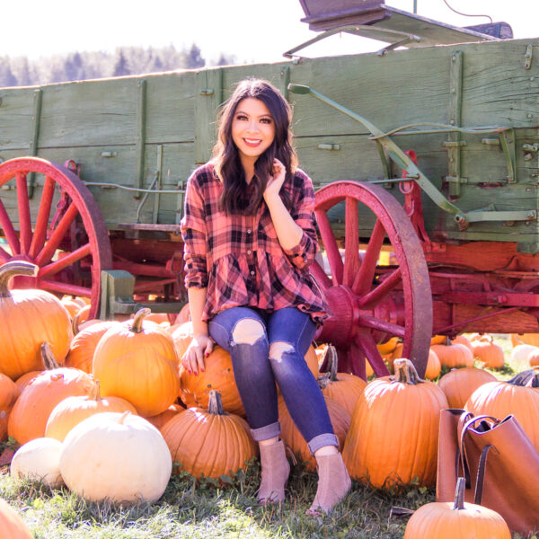 Plaid Pumpkin Patch Outfit - Our First Time At The Pumpkin Patch ...